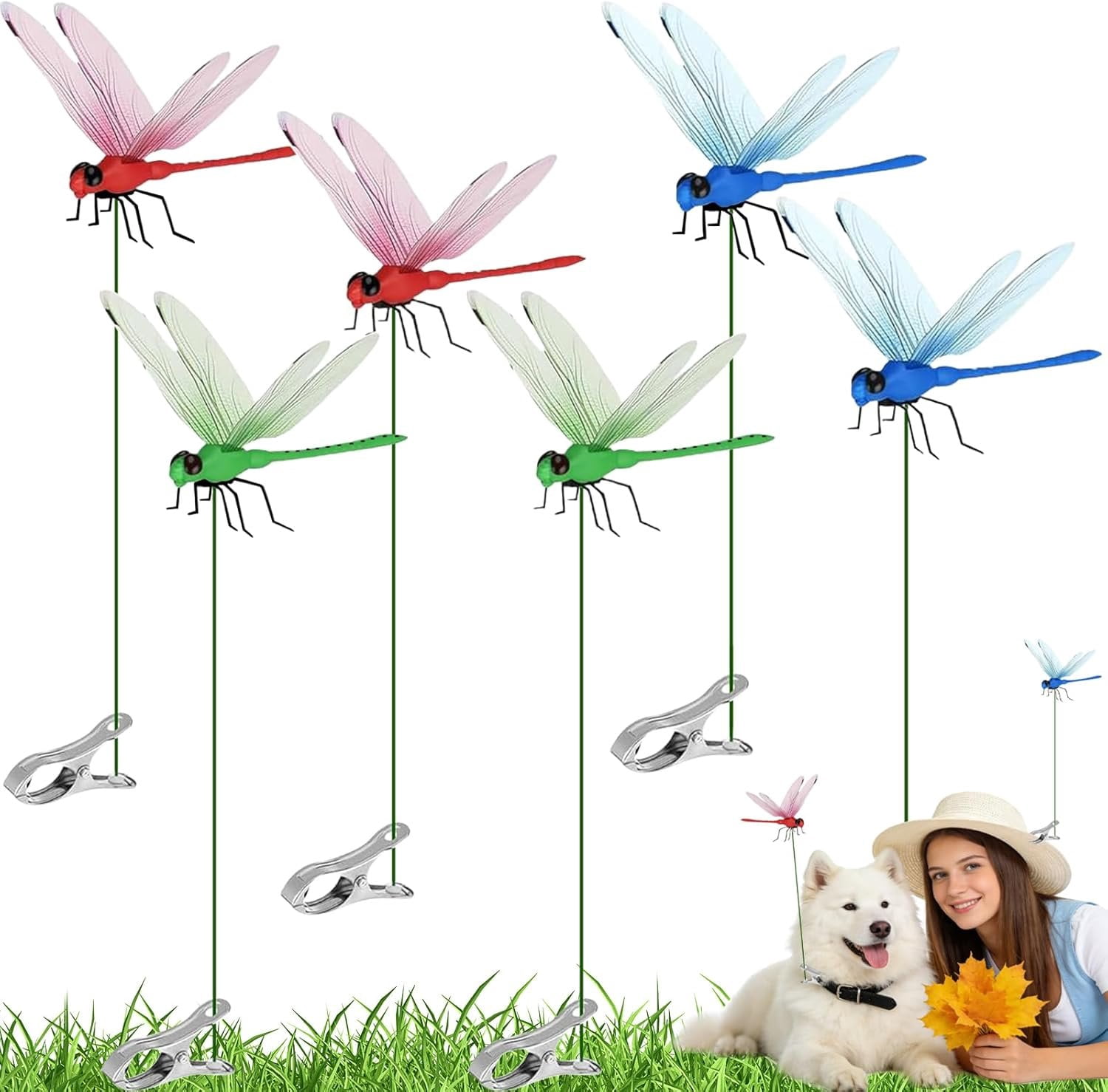 6 count Dragonfly Clip Repellent, Dragonfly Clips, Realistic ...