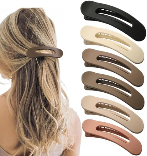 6 count Flat Claw Clips, Large Lay Flat Hair Clips for Women Girls ...