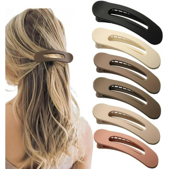 6 count Flat Claw Clips, Large Lay Flat Hair Clips for Women Girls ...