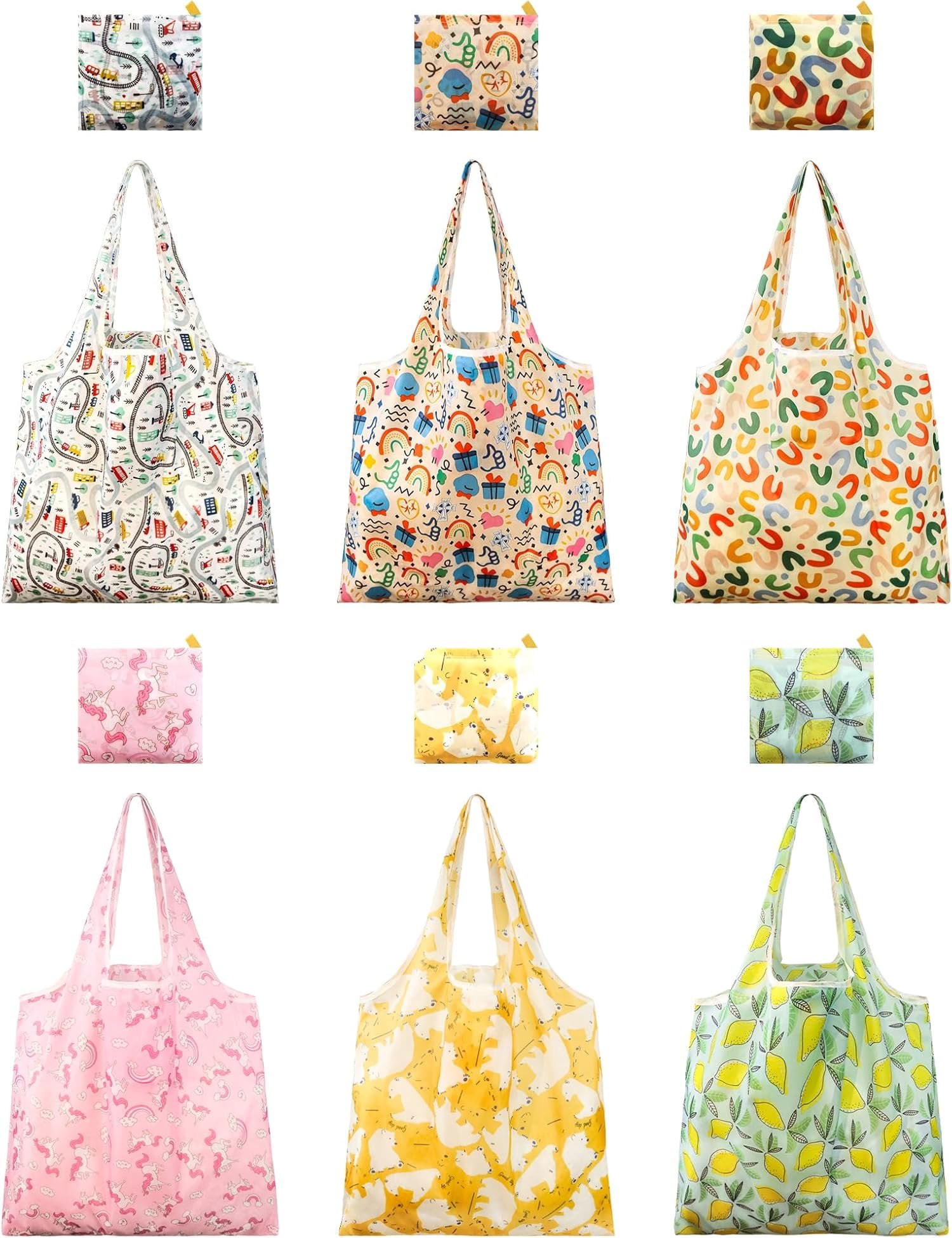 6 count Grocery Bags, Foldable Shopping Bags Heavy Duty, Large Nanobag ...
