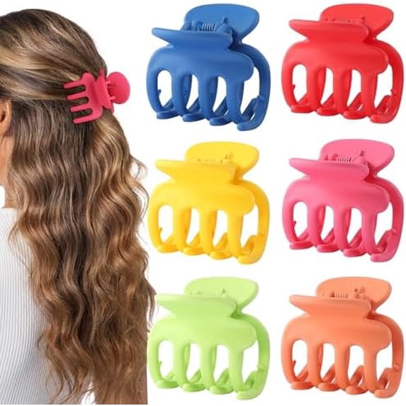 6 count Hair Clips Small Claw Clips for Thin Hair Medium Matte Non-slip ...