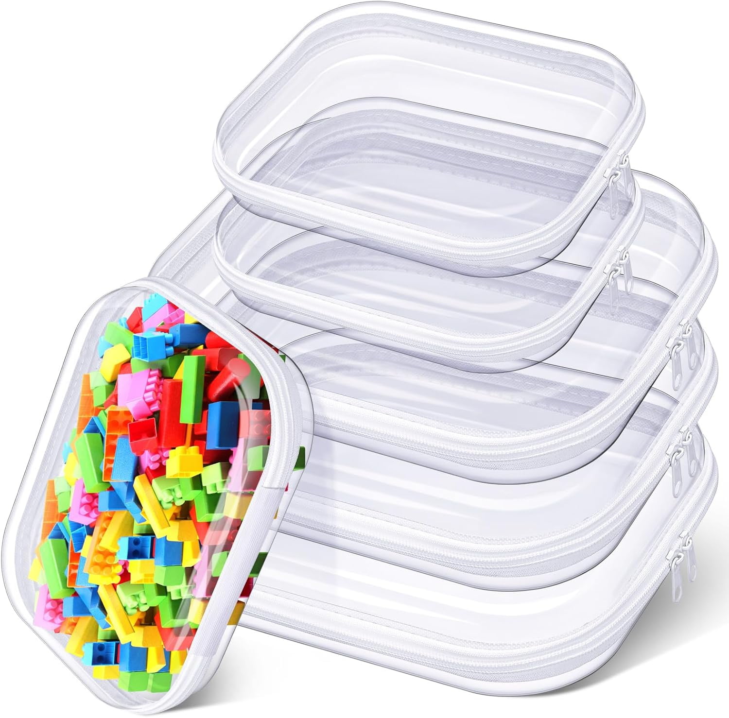 6 count Hard Clear Zipper Case Transparent Zipper Hard Pouch for Snacks ...