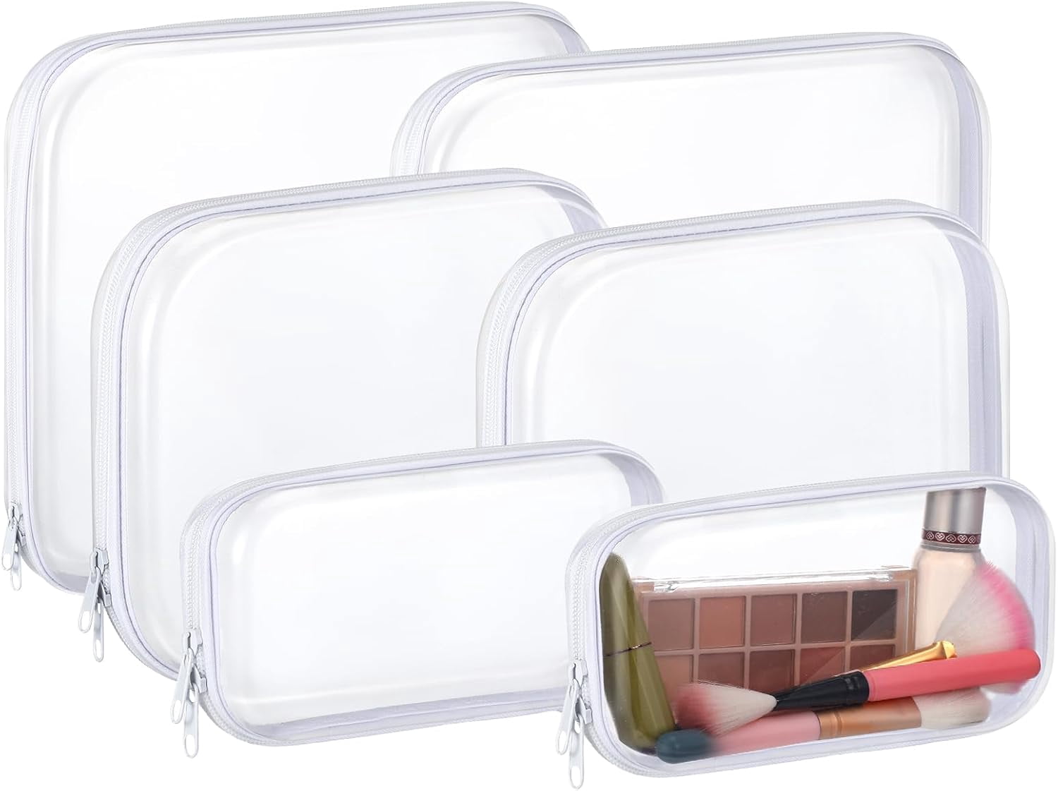 6 count Hard Clear Zipper Case Transparent Zipper Hard Pouch for Snacks ...