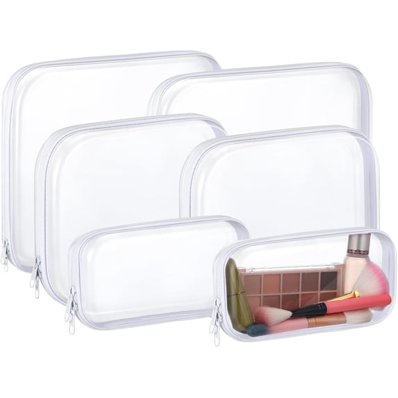 6 count Hard Clear Zipper Case Transparent Zipper Hard Pouch for Snacks ...