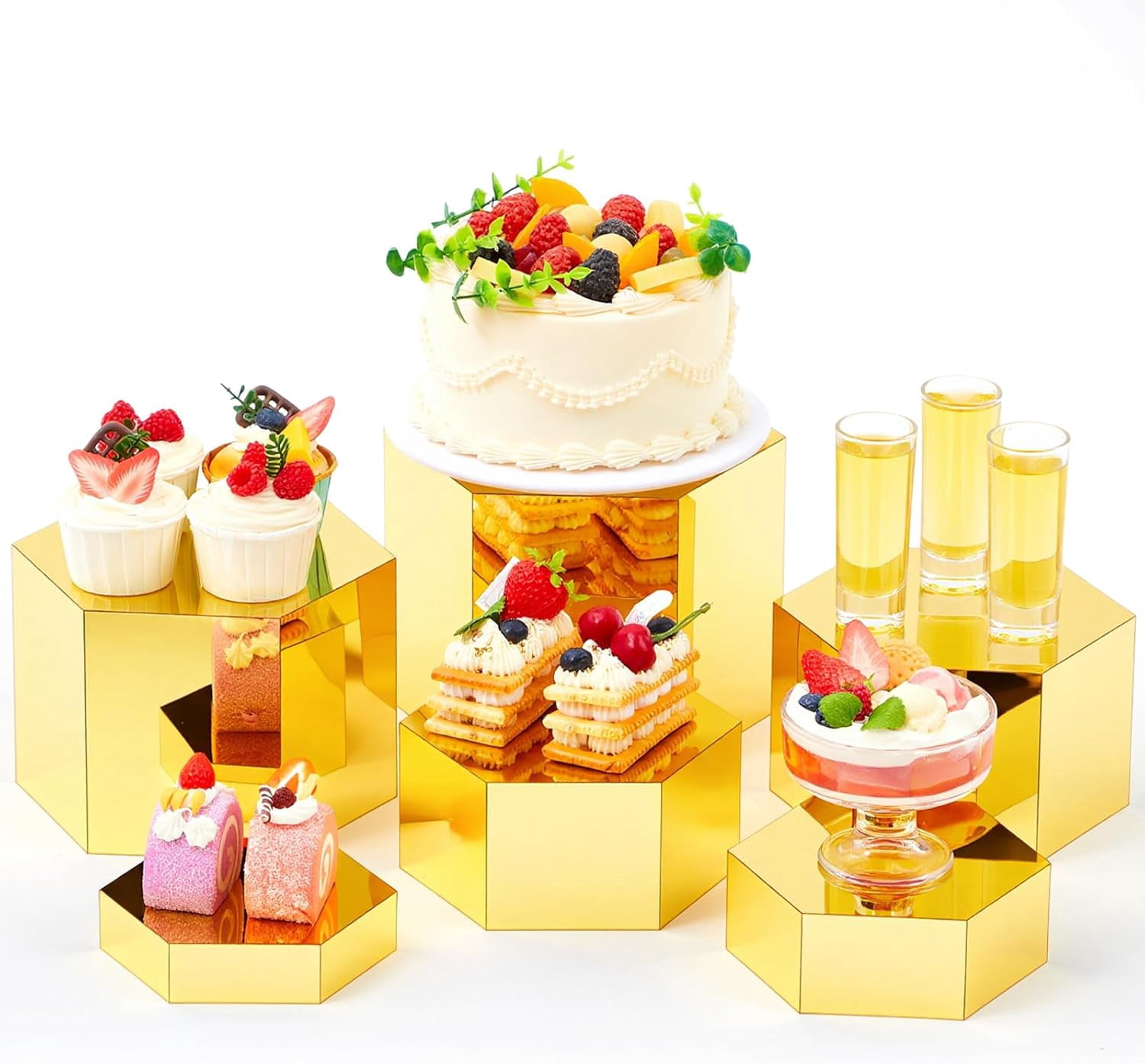 6 count Large Buffet Risers, 5.5 to 8 Inch Catering Dessert Table ...