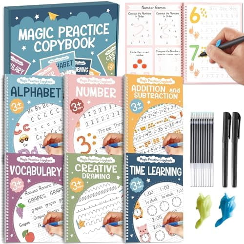 6 count Magic Grooved Writing Practice Copybook with Disappearing Ink ...