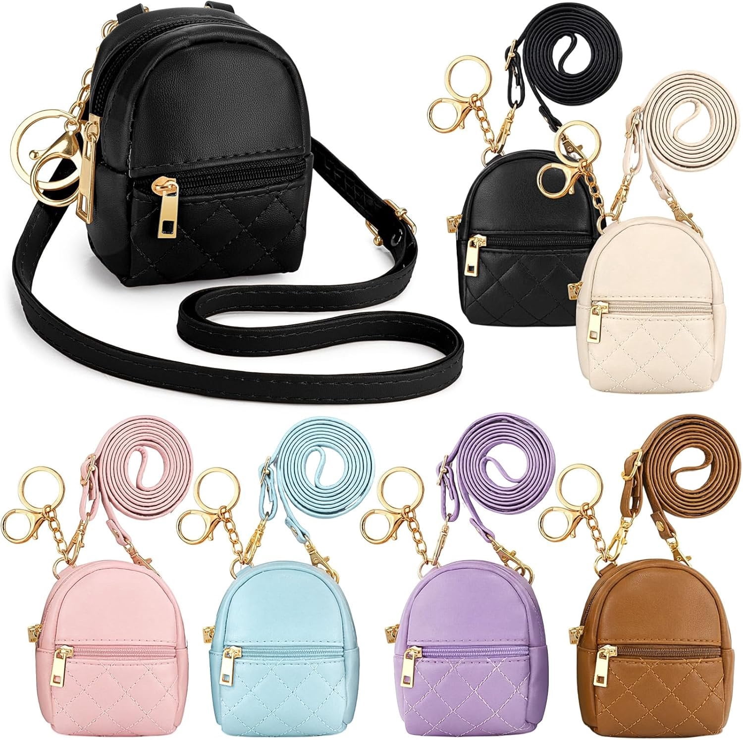 6 count Mini Backpack Cute Bag for Women PU Leather Makeup Bag Key ...
