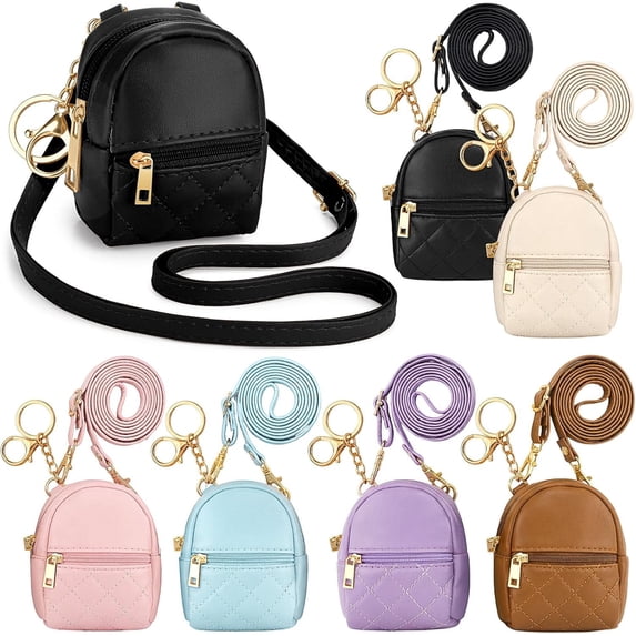 6 count Mini Backpack Cute Bag for Women PU Leather Makeup Bag Key ...