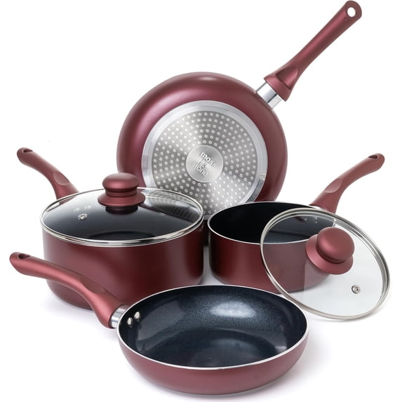 6 count Nonstick Cookware Set, Pots And Pans Set Non With Glass Lid ...