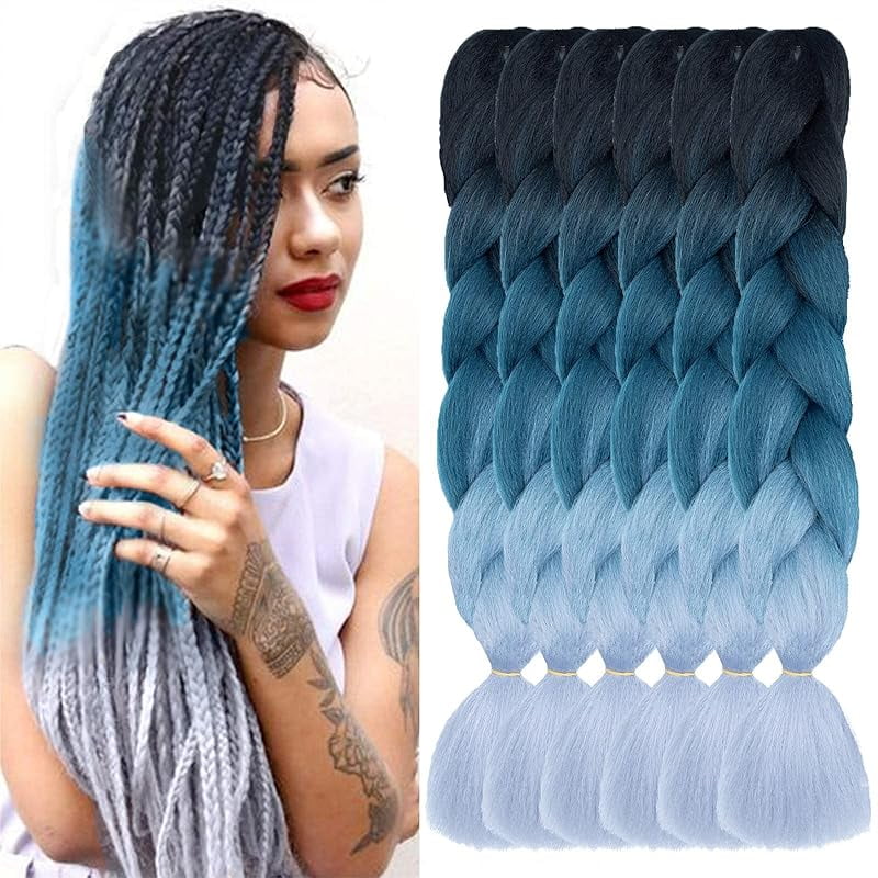 6 count Ombre Jumbo Braiding Hair Extension 24 Inch 3 Tone Jumbo Box ...