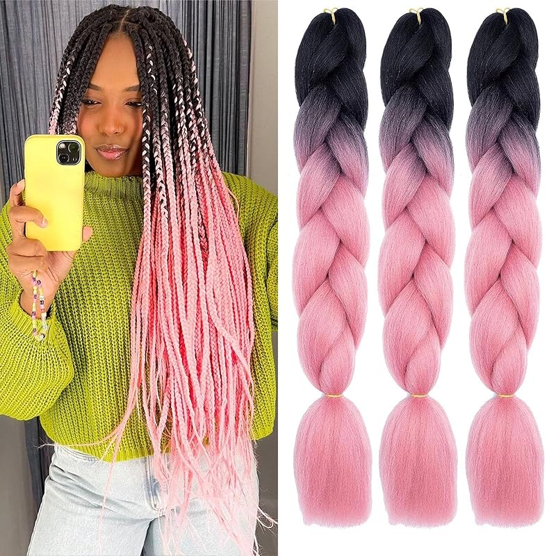 6 count Ombre Jumbo Braiding Hair Extension 24 Inch 3 Tone Jumbo Box ...