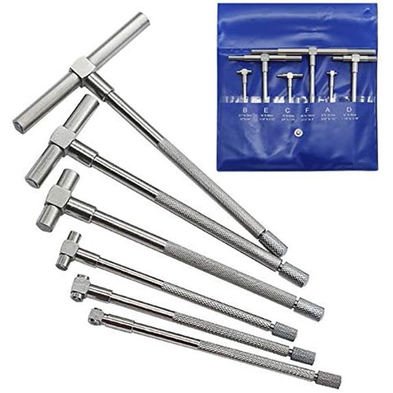 6 count Precision Telescoping T-Bore Gauge Set 5/16" - 6" Range T-Bore ...