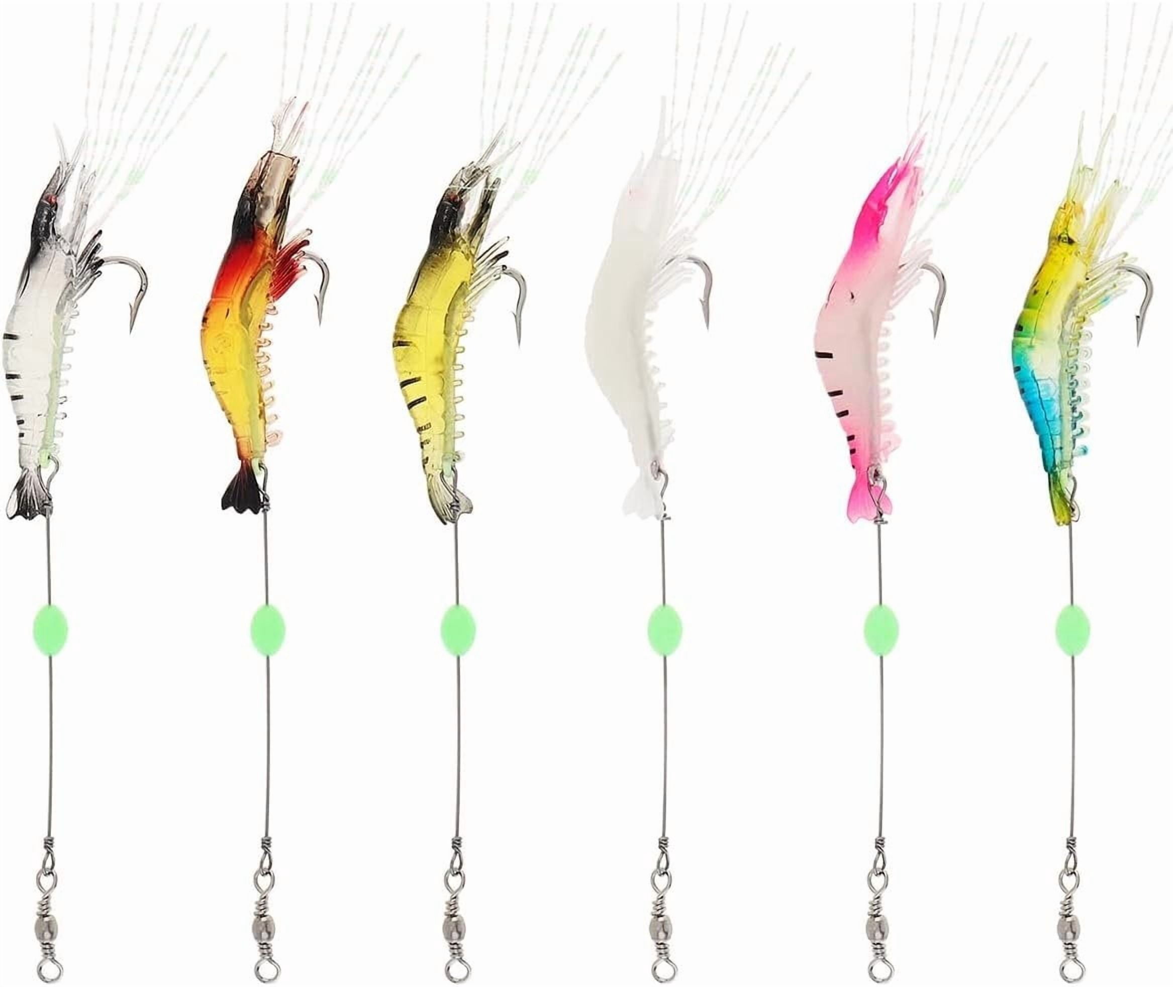 6 count Saltwater Shrimp Fishing Lures, Fishing Shrimp Lures Luminous ...