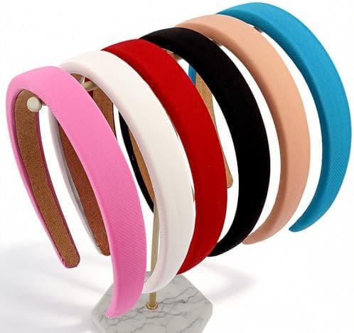 6 count Satin Headbands for Women and Girls, Trendy Wide Thick Non Slip ...