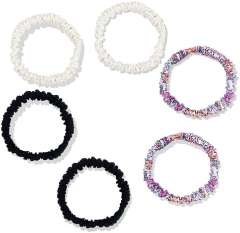 6 count Silk Hair Ties - Gentle No Scrunchies for Fine & Curly Hair ...