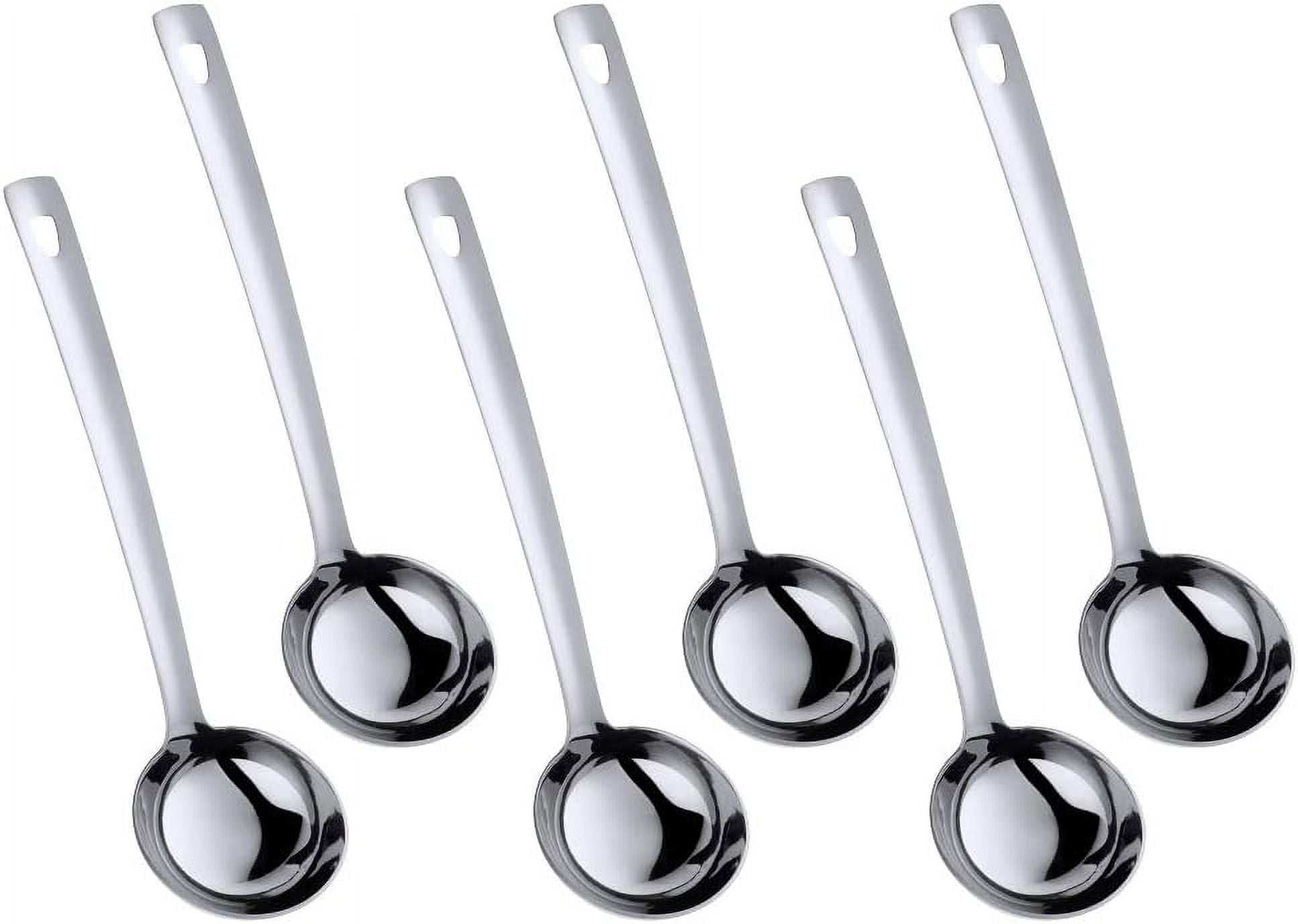 6 count Soup Ladle, Stainless Steel Titanium Plated Cookware Set ...