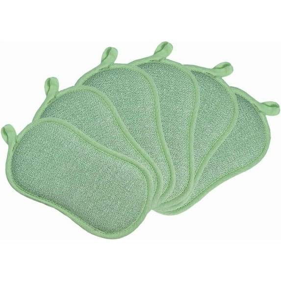 6 count Sponges Kitchen Double-Side Microfiber Sponge Non Scratch ...