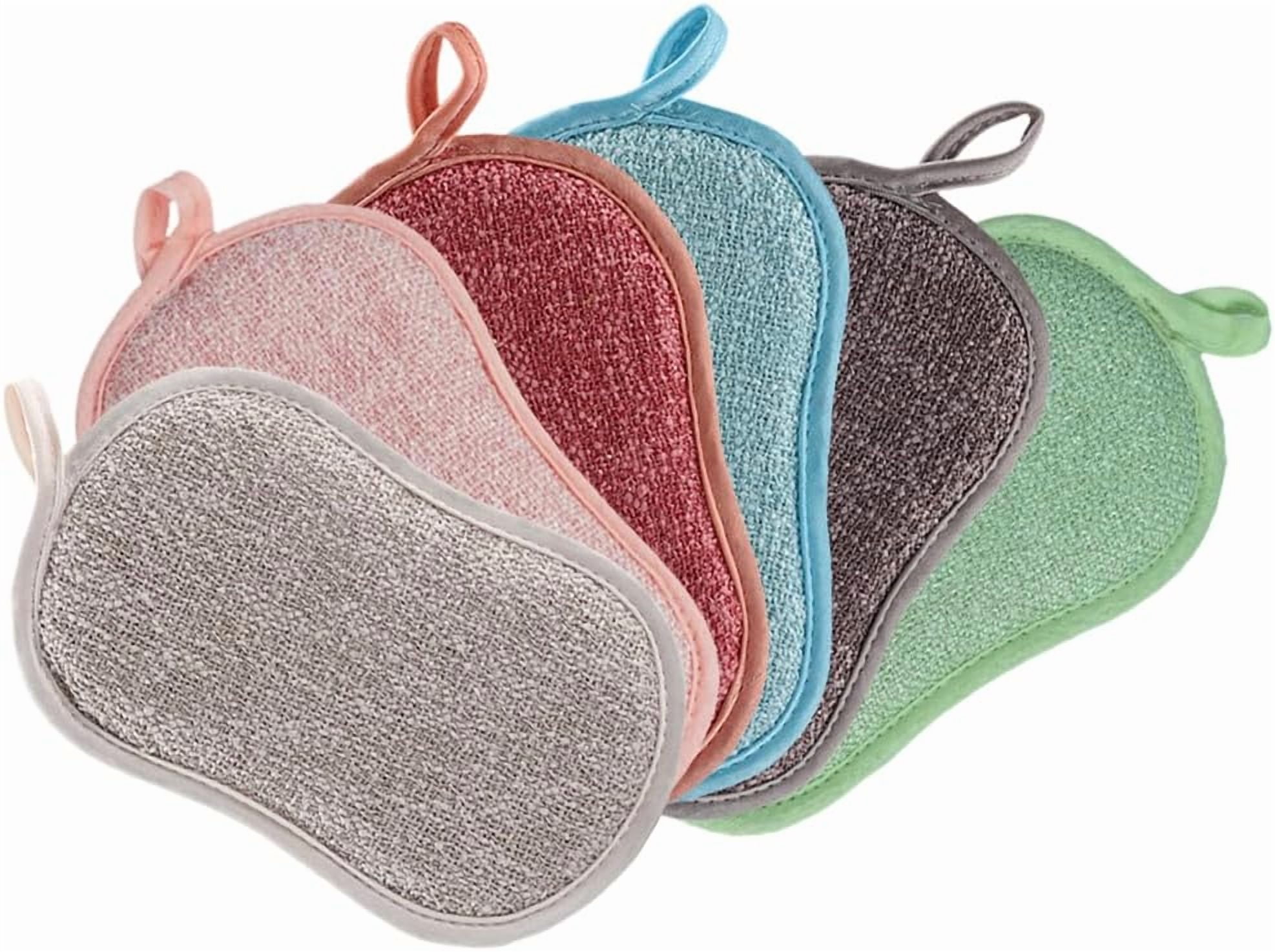 6 count Sponges Kitchen Double-Side Microfiber Sponge Non Scratch ...