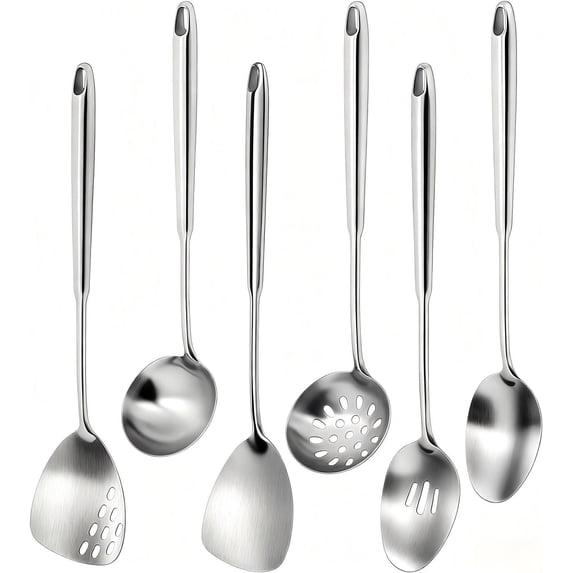 6 count Stainless Steel Kitchen Utensils Set - Cooking Utensils Set ...