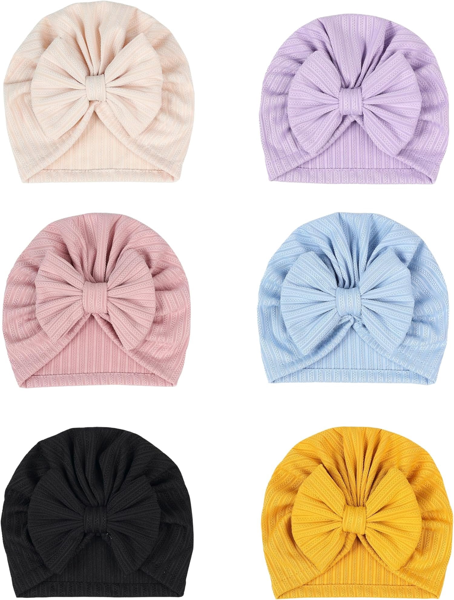 6 count Stretchy Turban Hats, Hat with Bows for Girls, Boys Caps ...
