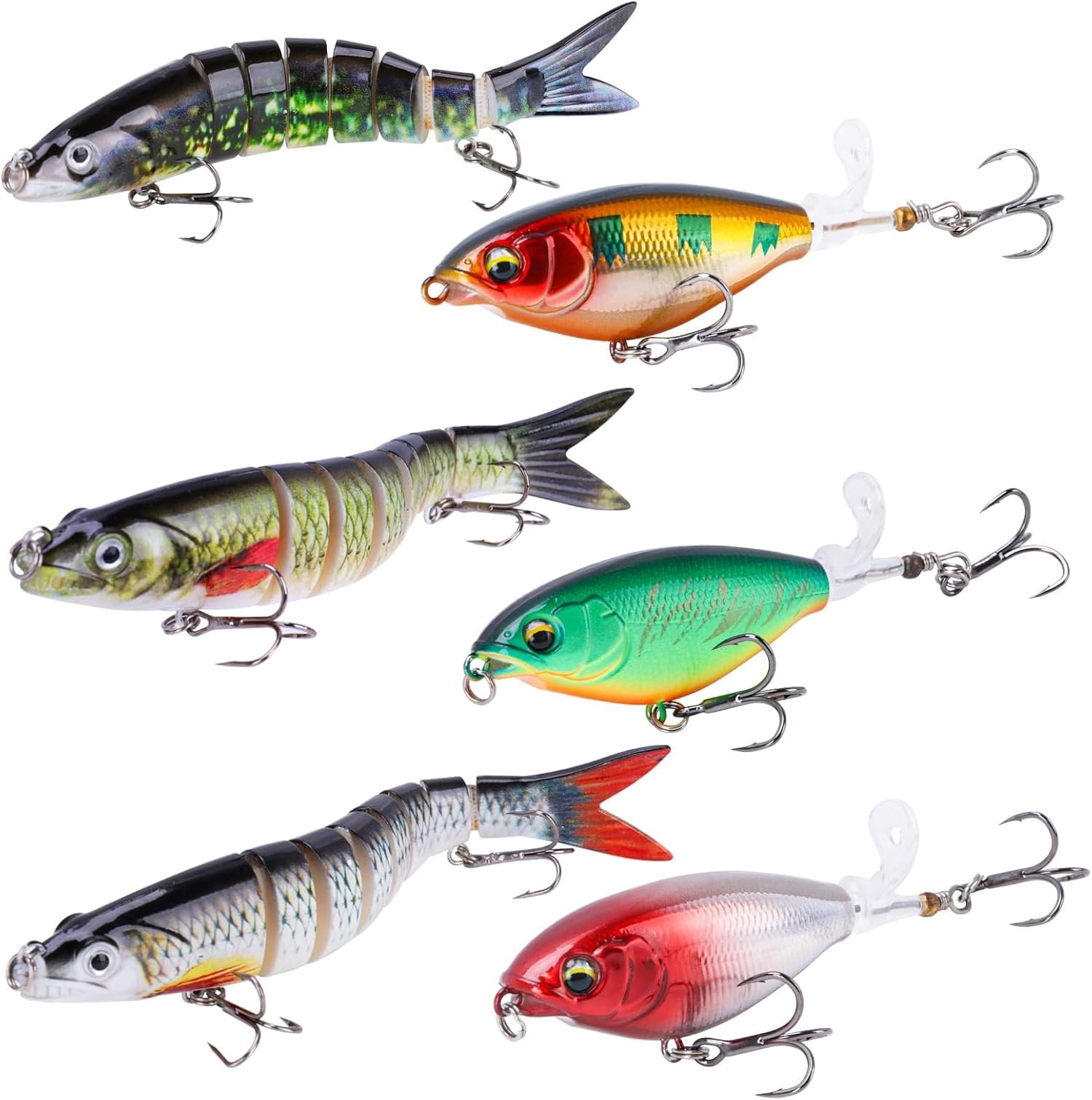 6 count Swimbait Kit Realistic and Surface with Realistic fisheye and ...