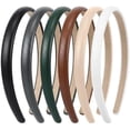 6 count Thin Leather Headbands for Women, Non Slip Soft PU Leather ...