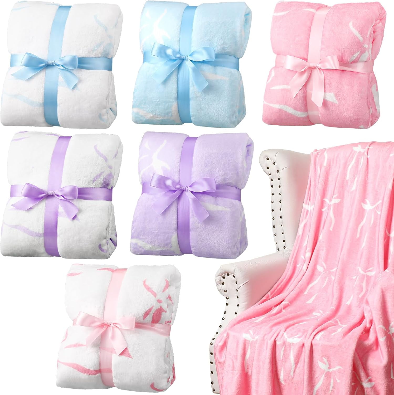 6 count Throw Blanket Preppy Sleepover Blanket 40"x60" Flannel Soft ...
