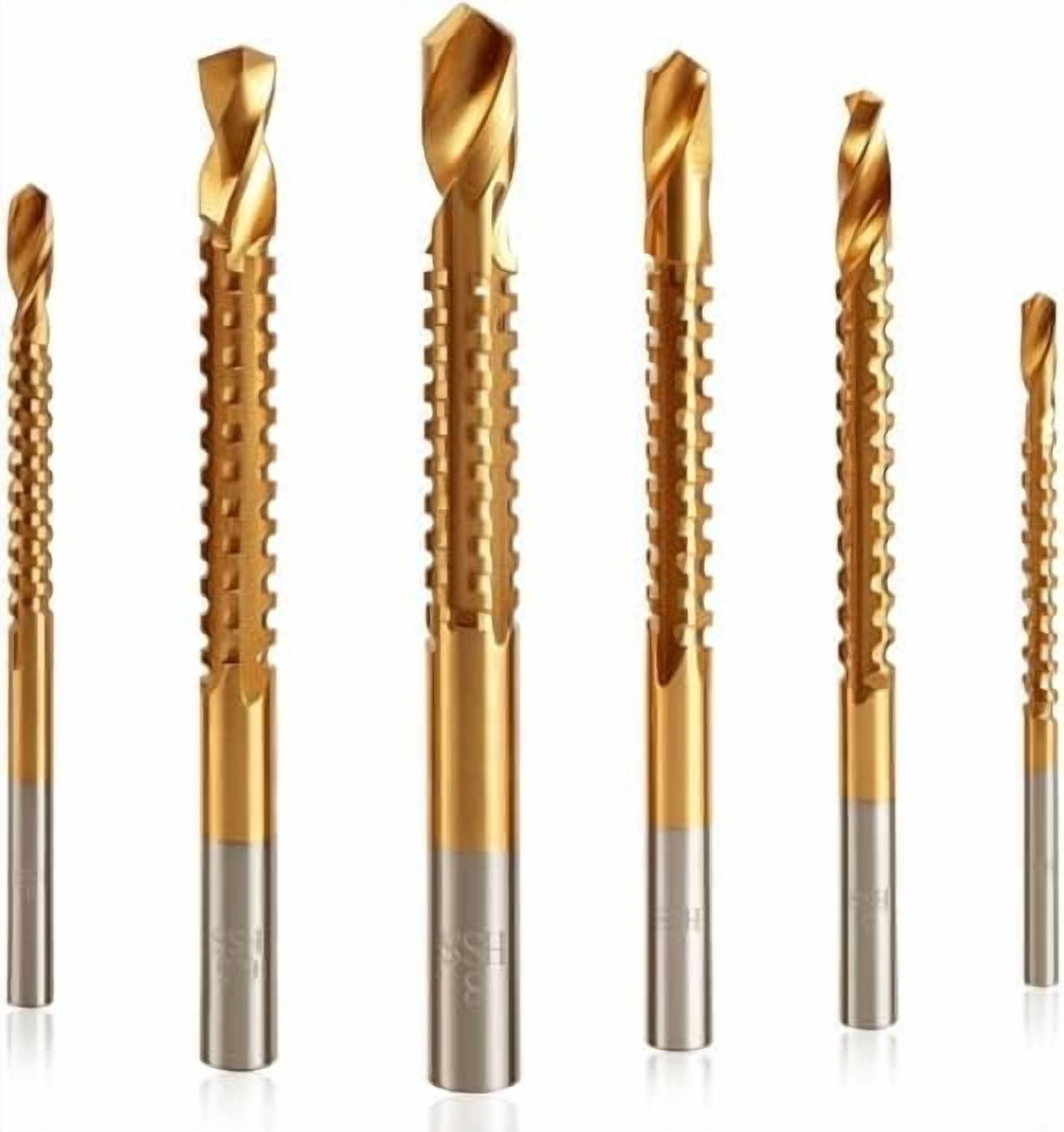 6 count Titanium Coated HSS Side Drill Bits Set, 3-8mm Serrated Drill ...