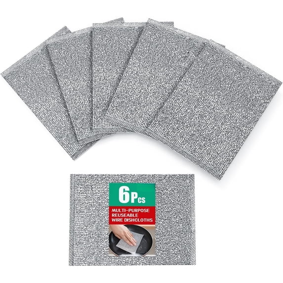 6 count Wire Dishcloth, Non Scratch Wire Dishcloth, Dish Cloth Wet and ...