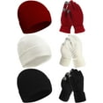 6 count Women Knit Beanie Hats Touchscreen Gloves Set for Winter Cute ...