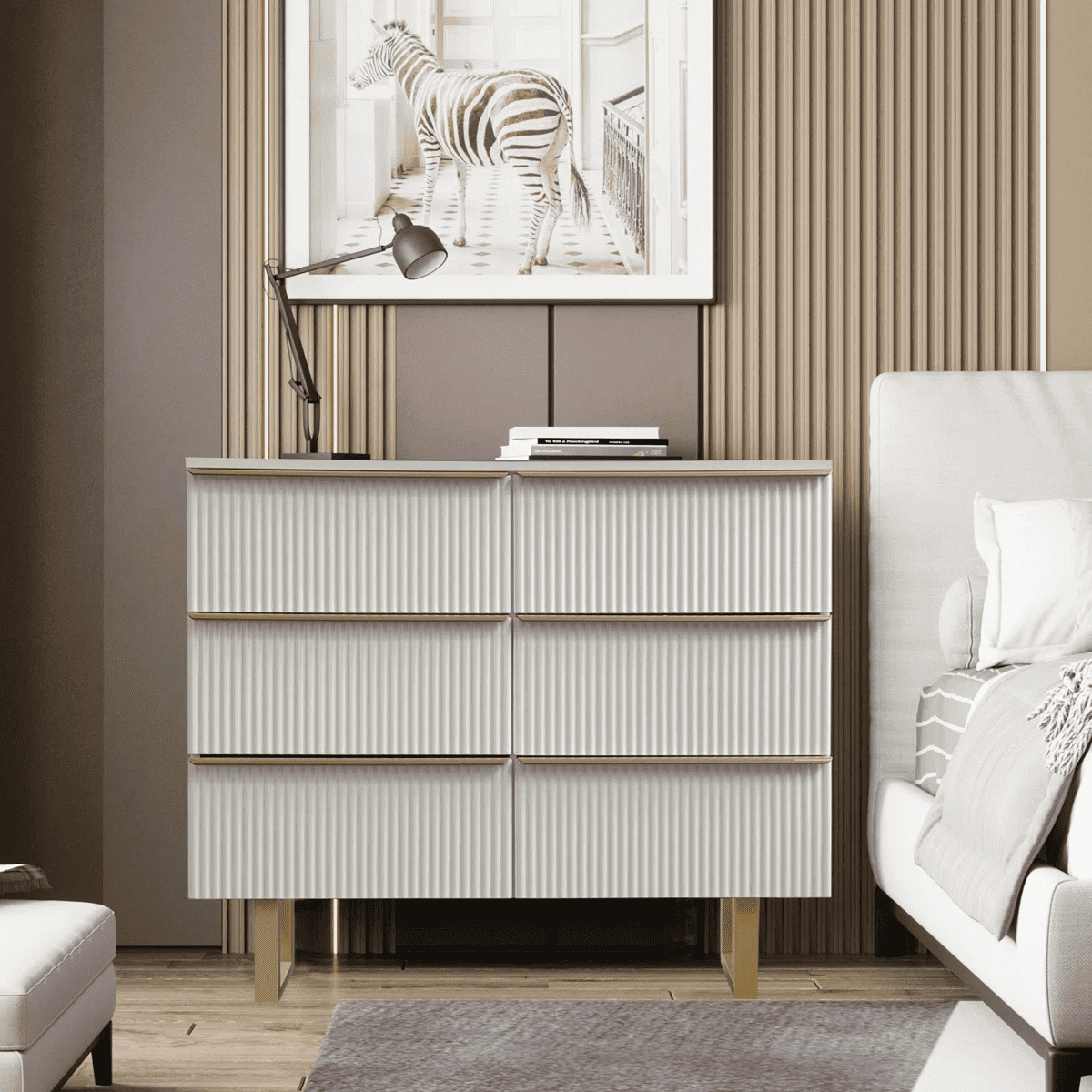 6-drawer Dresser In Mdf Wood With Gold Metal Legs And Handles - Walmart.com