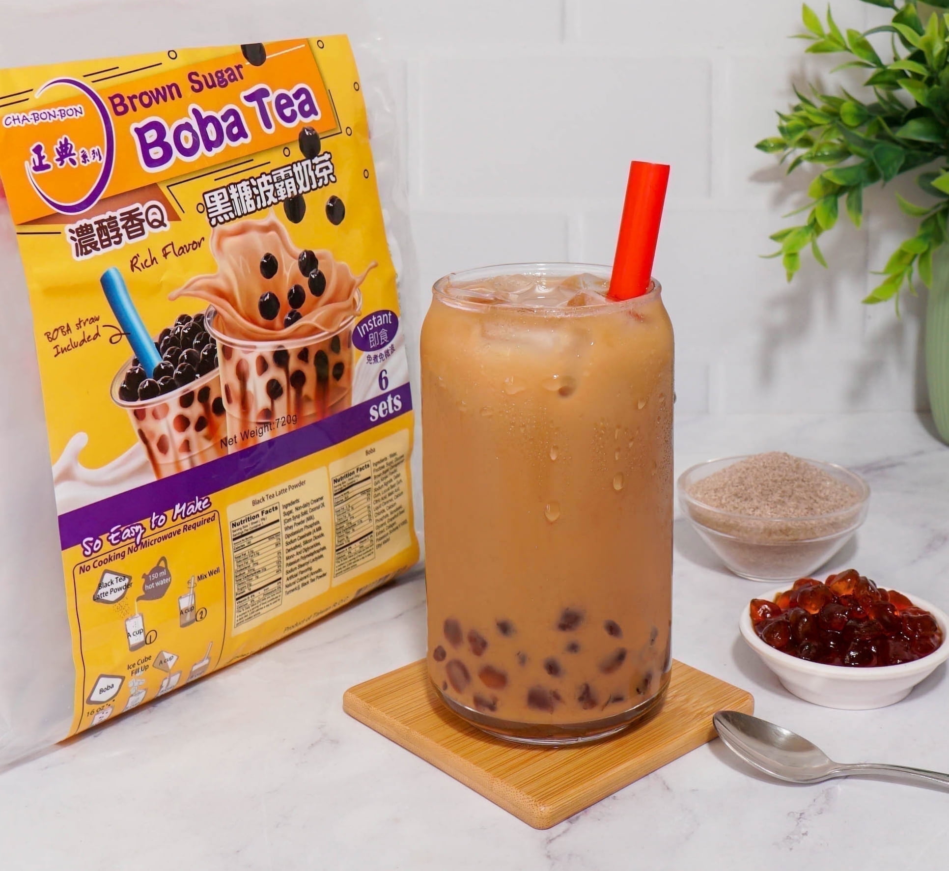 6 drinks - Brown Sugar Instant Boba Tea Kit from Boba Crafters - Bubble ...