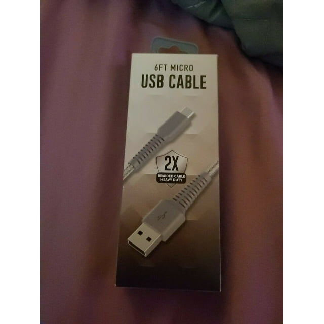 6 feet USB-a to Micro Charging and Data W/ Kevlar Cable, White ...