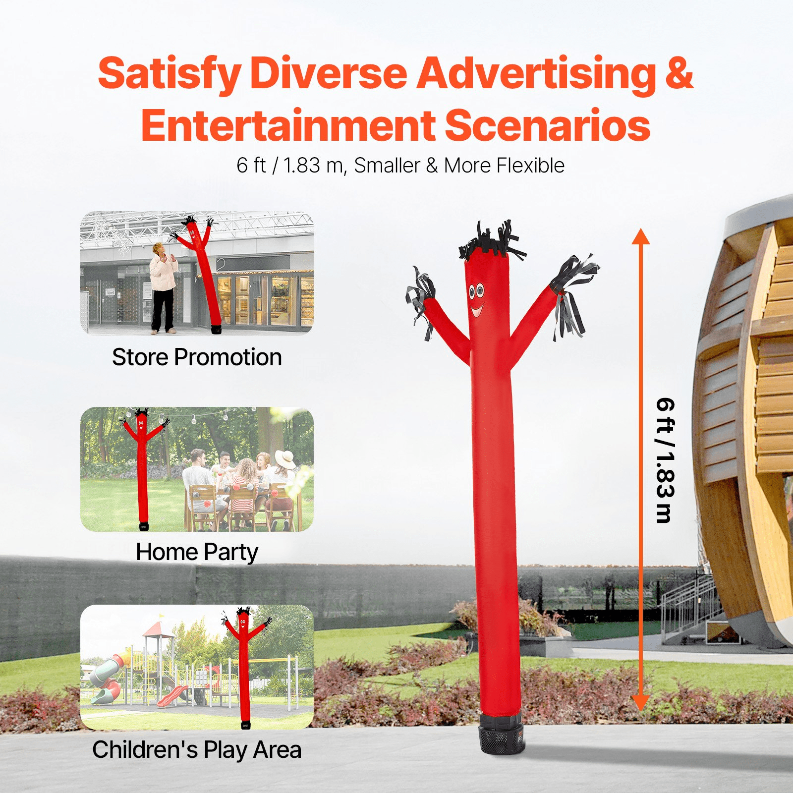 6 ft Air Dancers Wacky Waving Inflatable Tube Man with 1/15 HP Blower ...