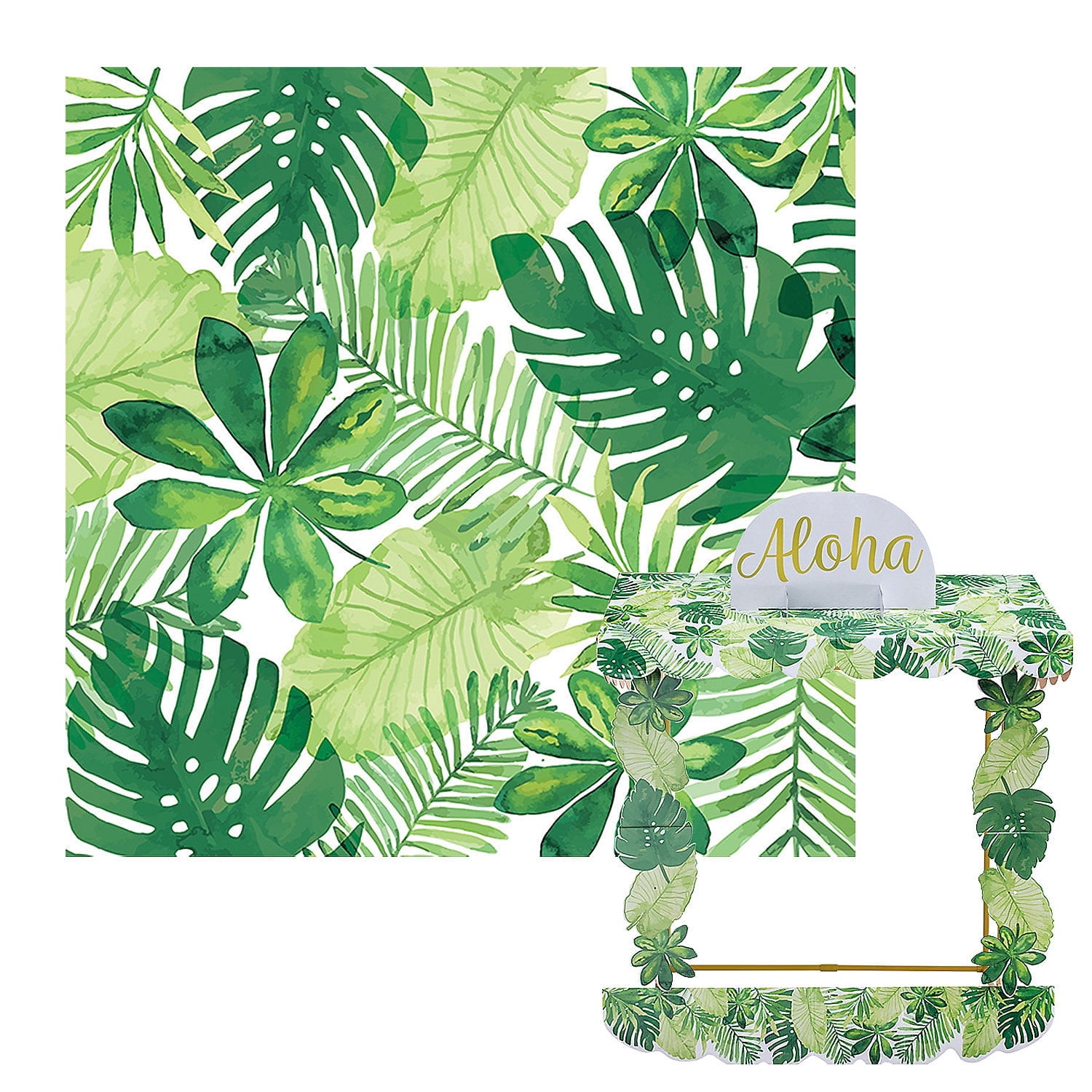 6 ft. Aloha Palm Luau Tabletop Hut with Backdrop Kit - 8 Pieces ...