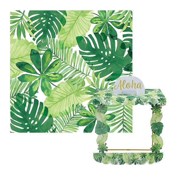 6 ft. Aloha Palm Luau Tabletop Hut with Backdrop Kit - 8 Pieces ...