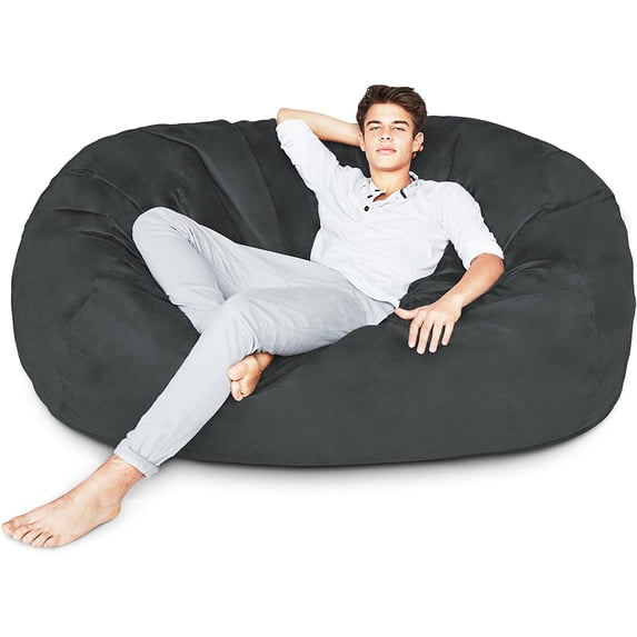 Lumaland Luxury 6ft Large Bean Bag Chair, Ultra Soft Microsuede Cover ...