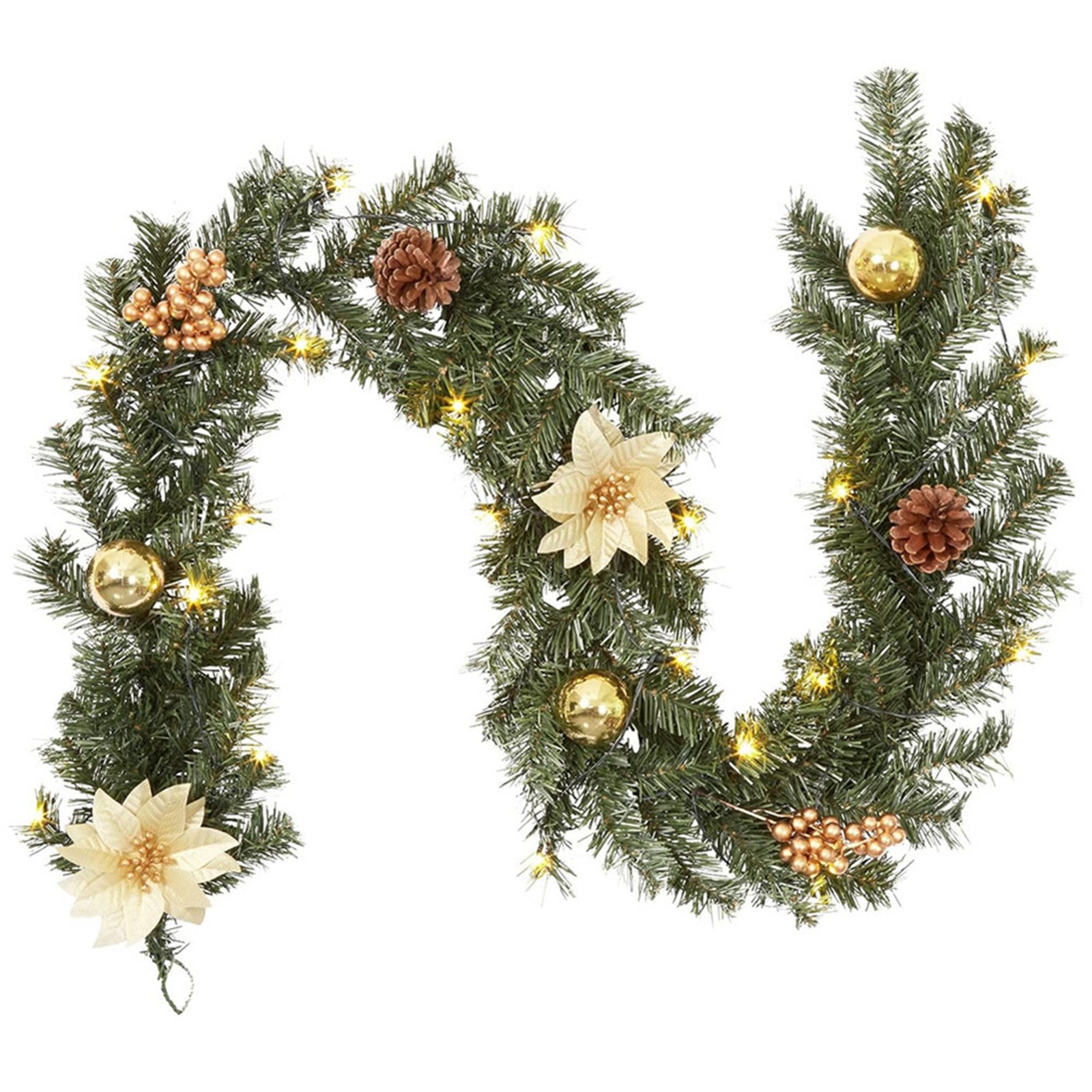 6 ft Christmas Garland with Lights, Pre-lit Christmas Garland with 30 ...