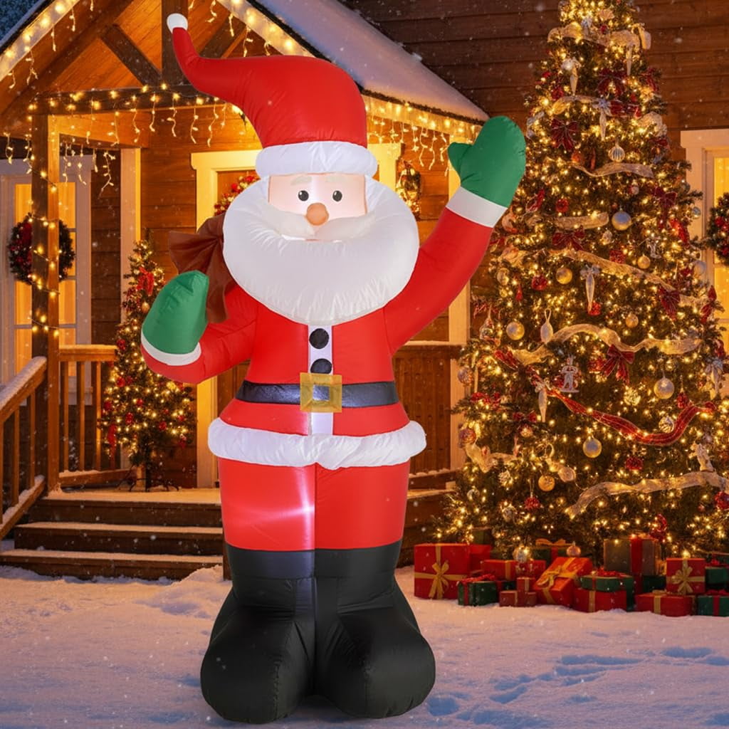6 ft Christmas Inflatables Santa Claus Built-in LED Lights Holiday Blow ...