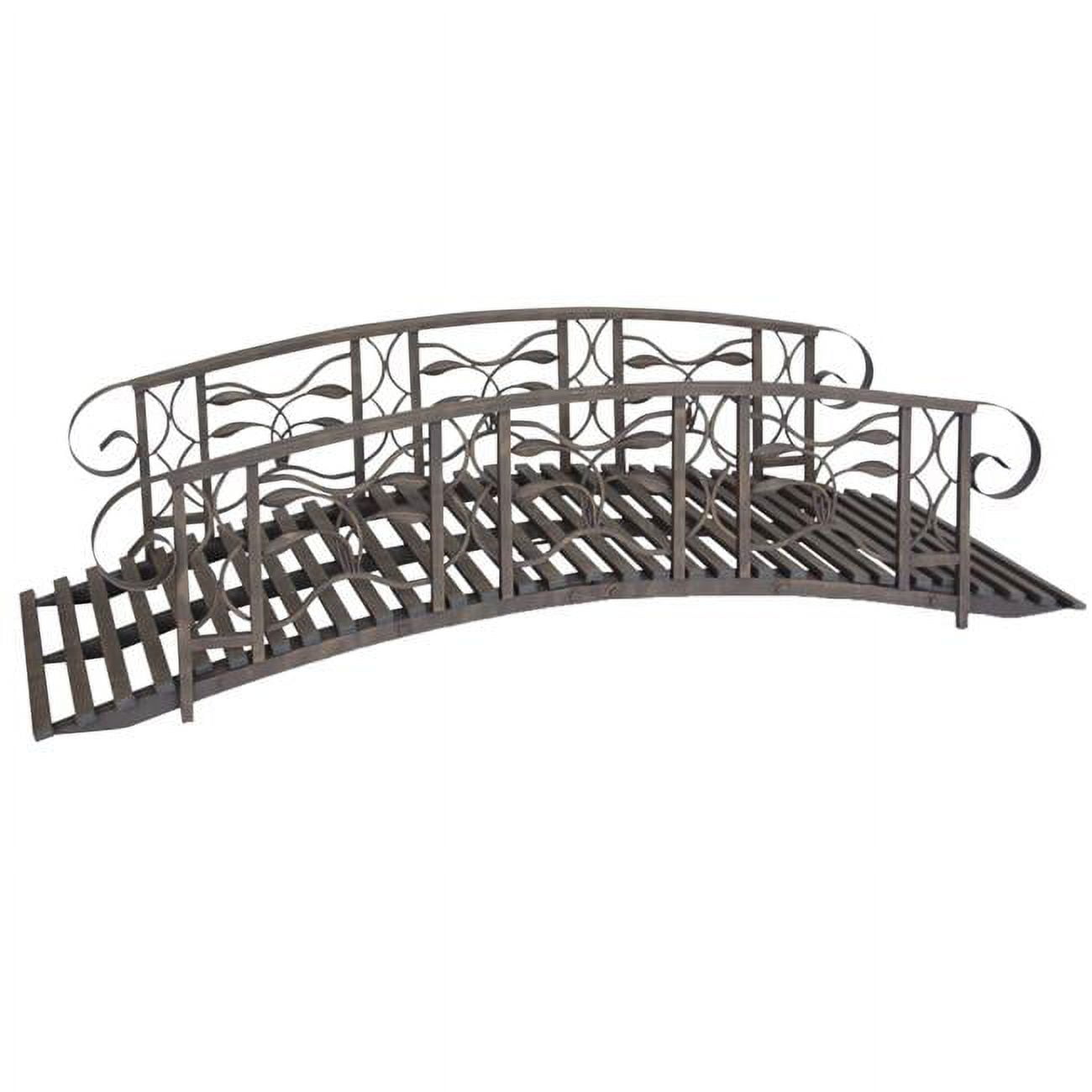 6 ft. Coral Coast Willow Creek Metal Garden Bridge, Black Metal ...