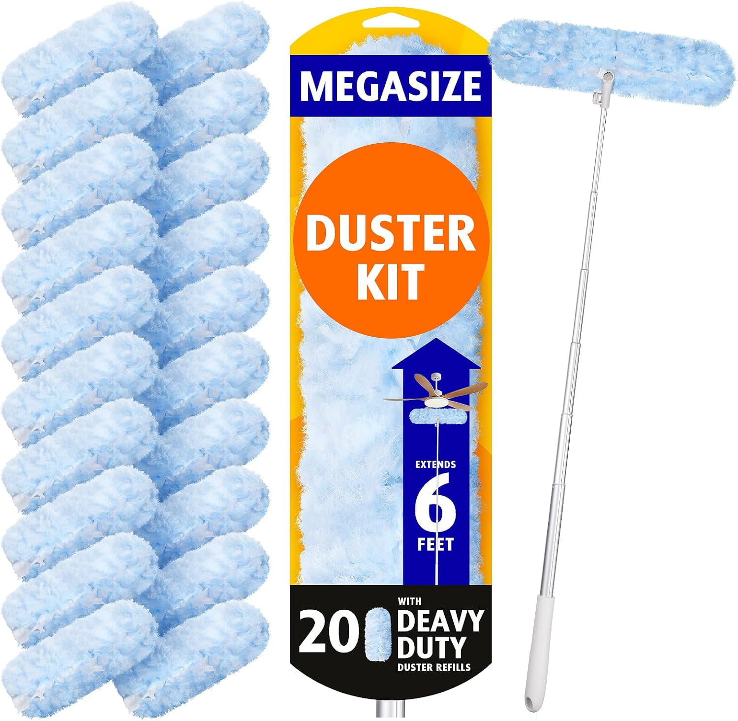6 ft Extendable Duster Handle with 20 Refills, Compatible with ...