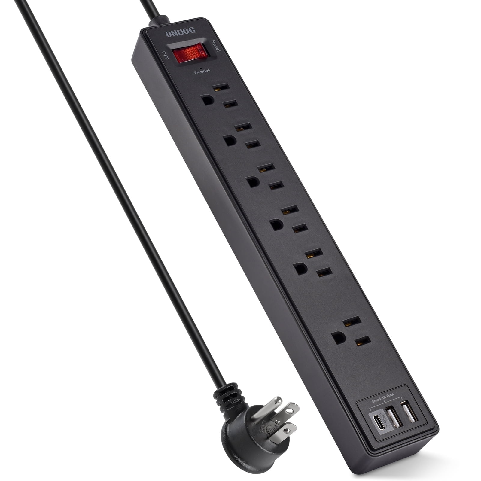 ONDOG 6 ft Extension Cord Power Strip with 6 AC Outlets & 3 USB Ports ...