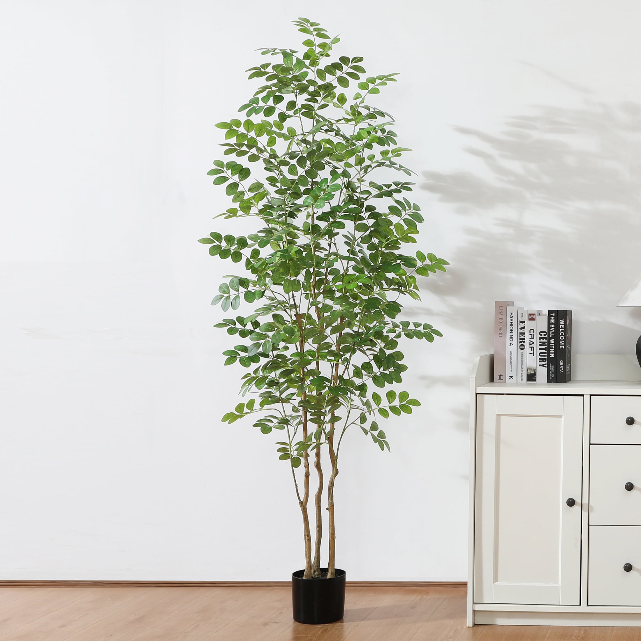 6 ft Tall Large Indoor Faux Moringa Oleifera Tree in Pot, Artificial ...