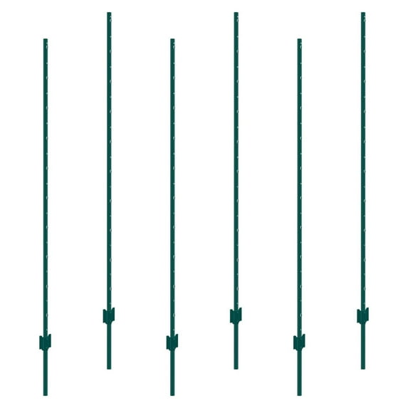 6 ft Fence Posts 6 Pack - Heavy Duty Metal T-Posts - Green Steel Fence ...