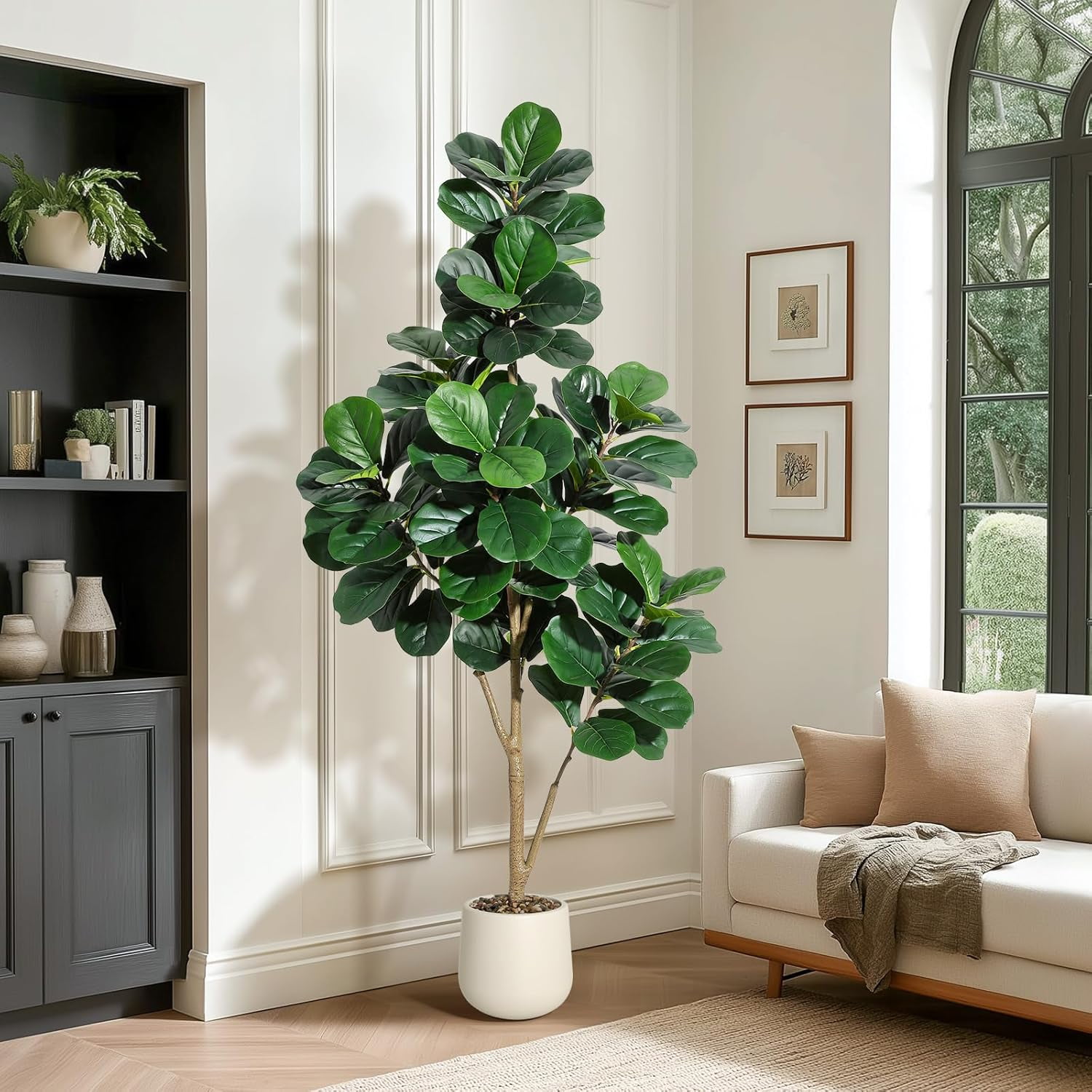 6 ft Fiddle Leaf Fig Tree Artificial with 108 Leaves - Realistic Faux ...