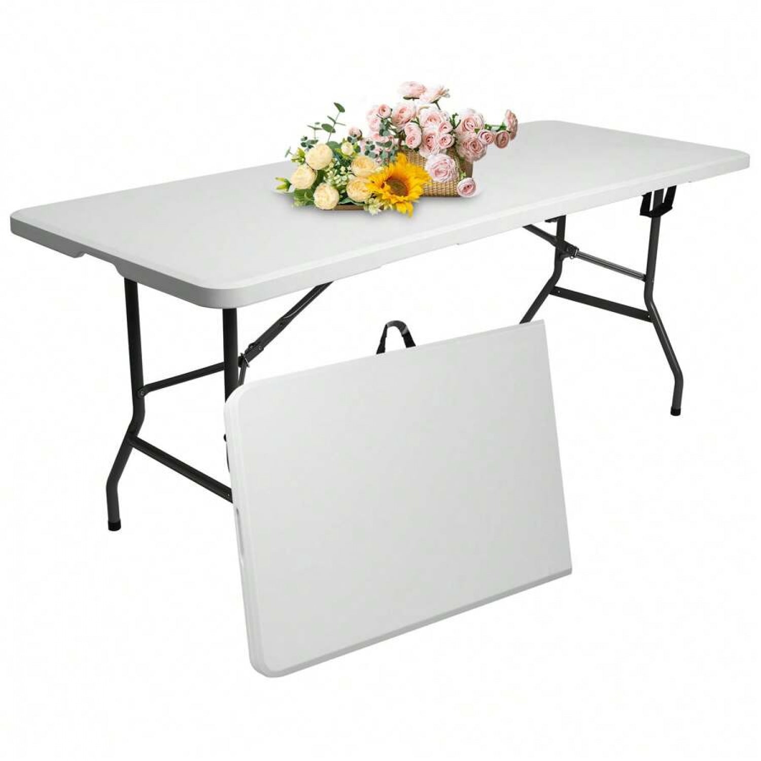 6 ft Foldable Plastic Table for Display, Camping, Party, Dining ...