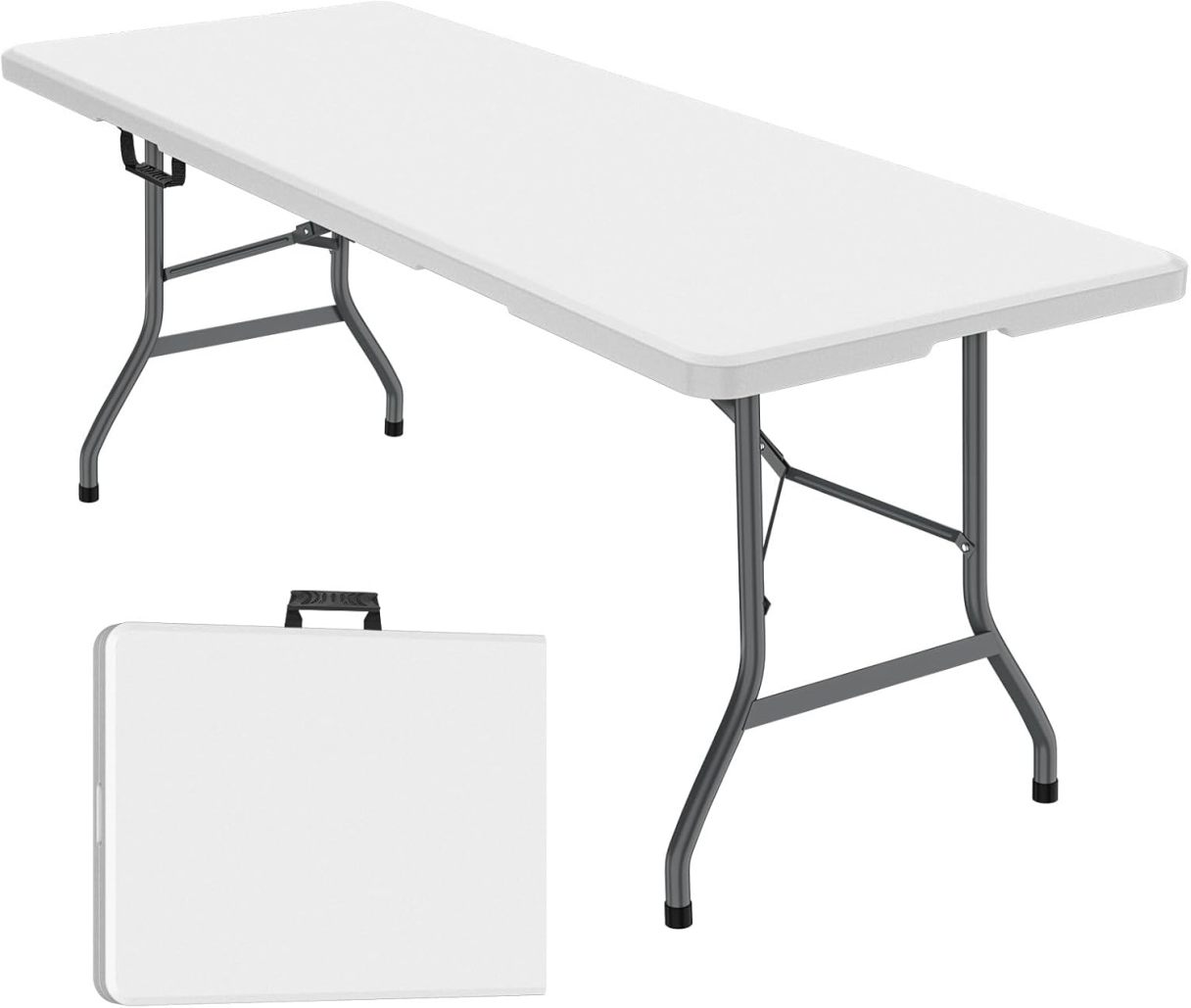 6 ft Folding Table, Foldable Dining Table, White Plastic Table ...