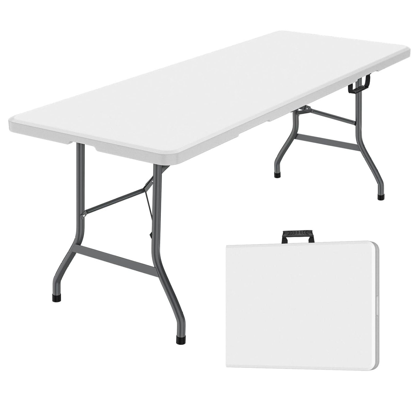 6 ft Folding Table, Portable Heavy Duty HDPE Fold-in Table, Lightweight ...