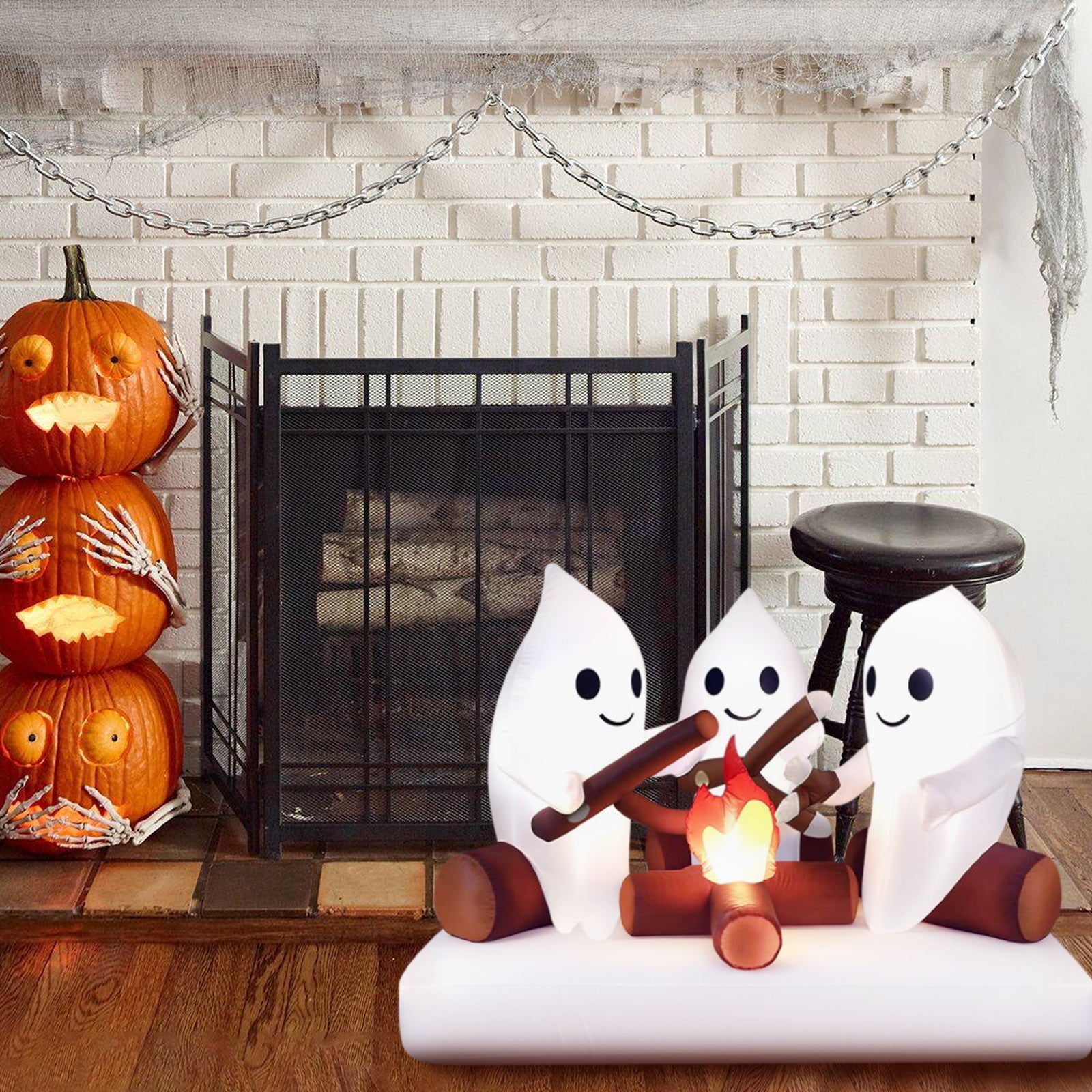 6 ft Ghost Campfire Halloween Inflatable Decorations, Outdoor Blow up ...