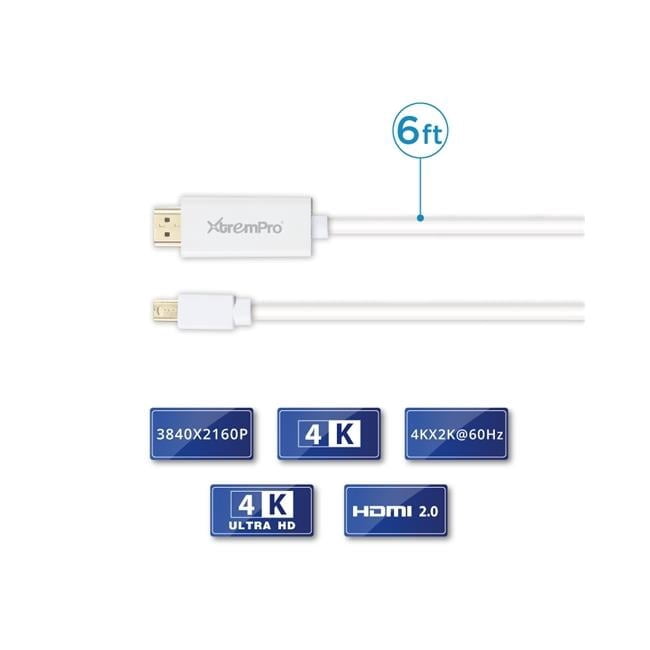 6 ft. Mini Displayport to HDMI Cable Mini DP to HDMI DP Thundebolt Port ...
